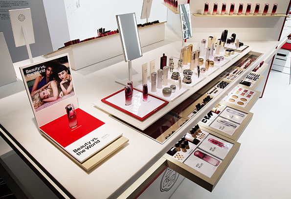 SHISEIDO New Counter Presentation SHISEIDO Ginza Building | アクリル什器・店舗 ...
